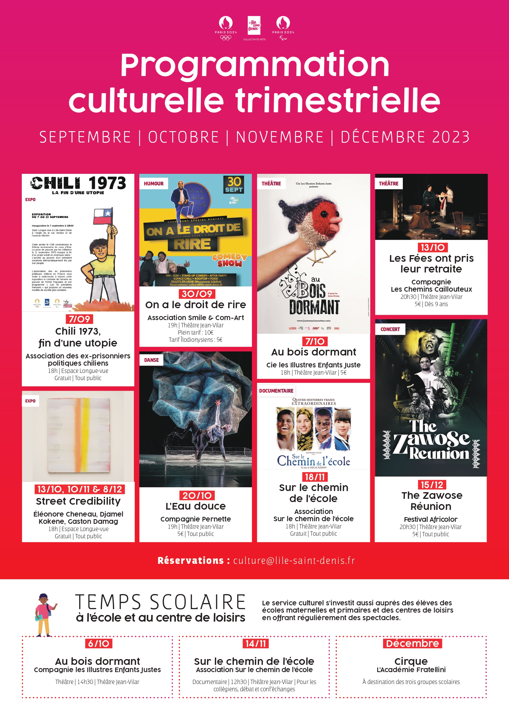 Concerts, spectacles, expos, cinéma… La programmation culturelle trimestriel… – L’ile Saint Denis
