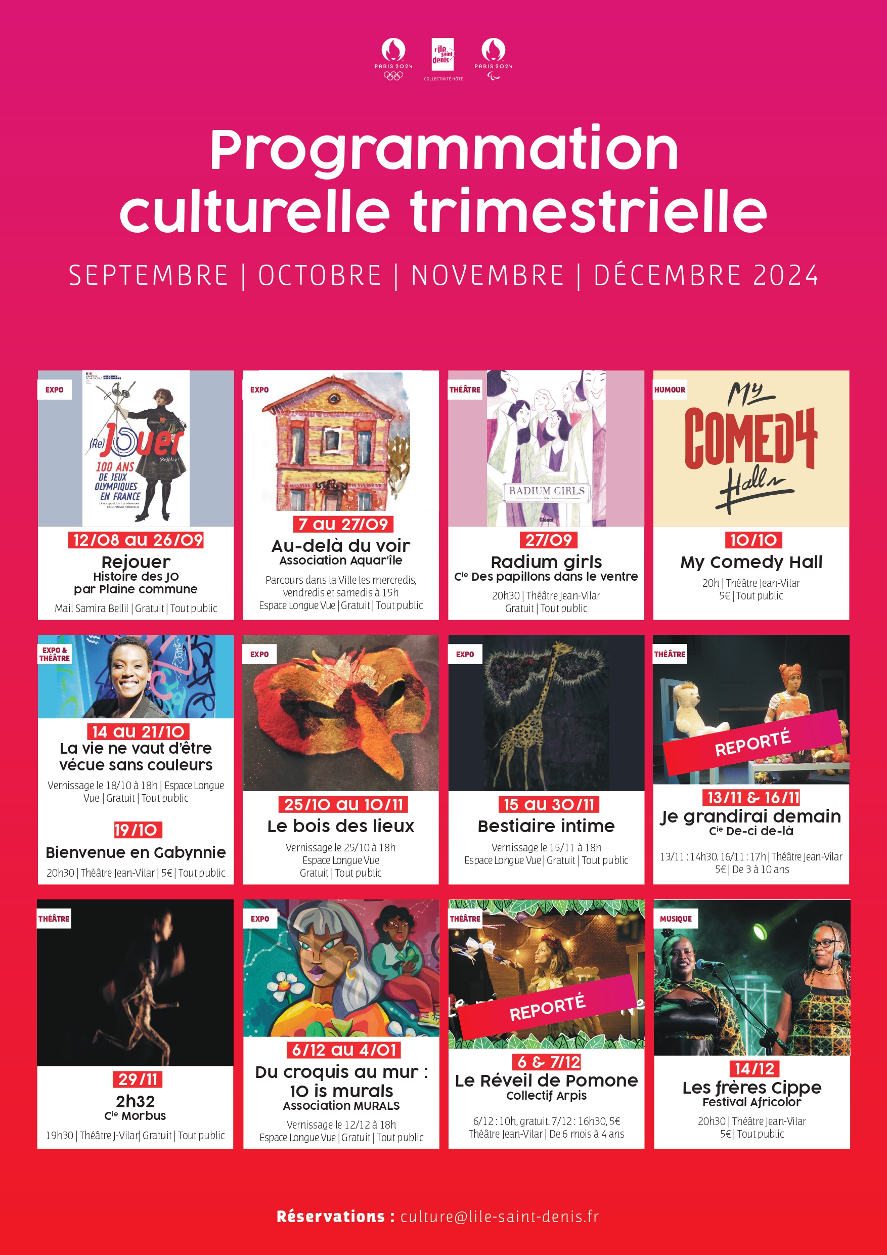 Automne 2024 : programmation culturelle trimestrielle – L’ile Saint Denis